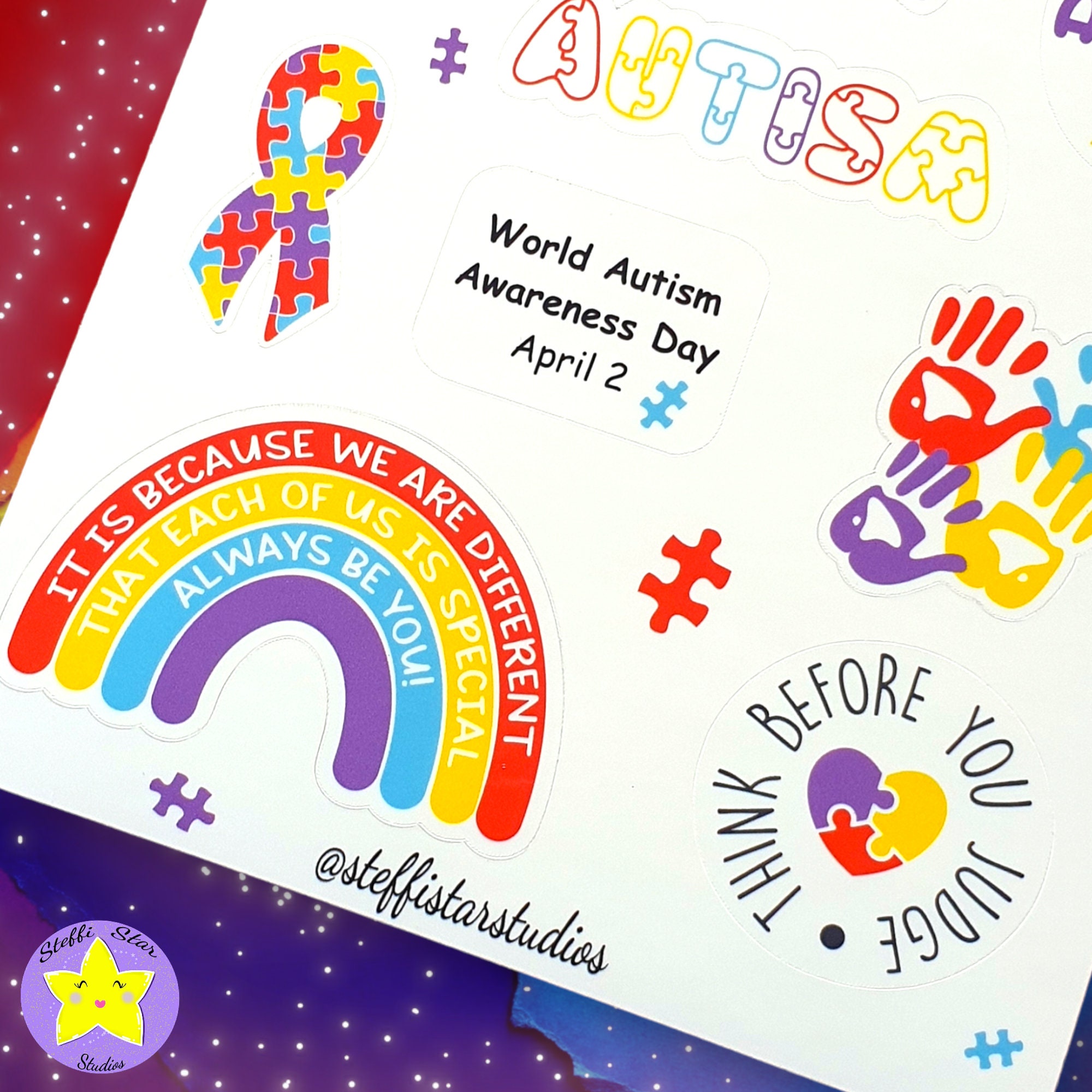 Autism Awareness Sticker Sheet, Neurodiversity Stickers, Planner and ...