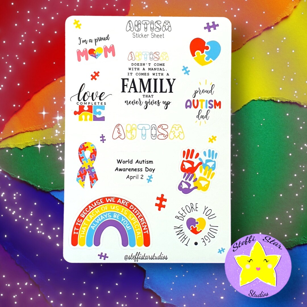 Autism Awareness Sticker Sheet, Neurodiversity Stickers, Planner and ...