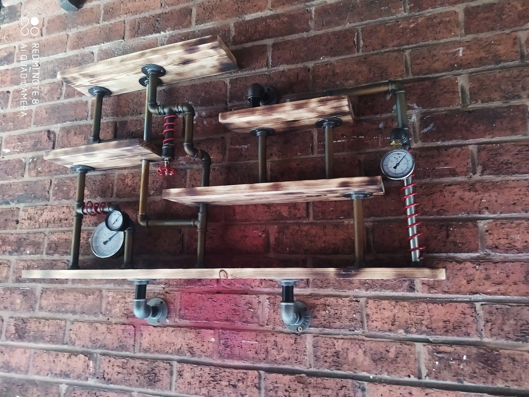 Unique Steampunk Industrial Retro Shelves - Handmade Pine Wood and ...