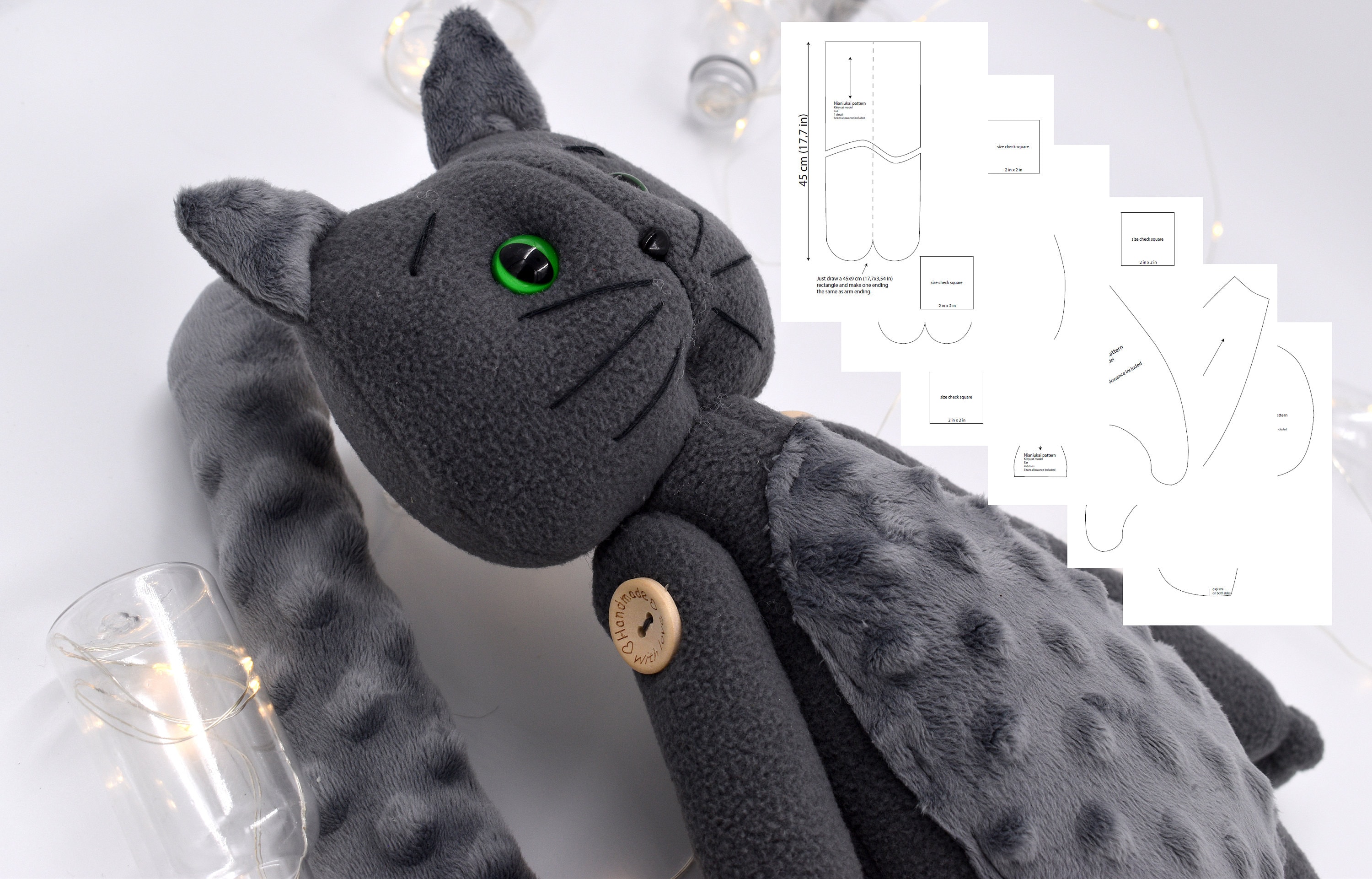 Kitty Cat Sewing Pattern | Plush Toy Pdf Pattern | ONLY PIECES | Plush ...