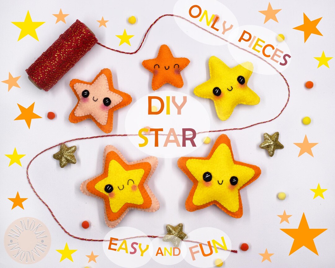 Star Sewing Pattern, Felt Toy Pdf Pattern, ONLY PIECES, DIY Felt Star ...
