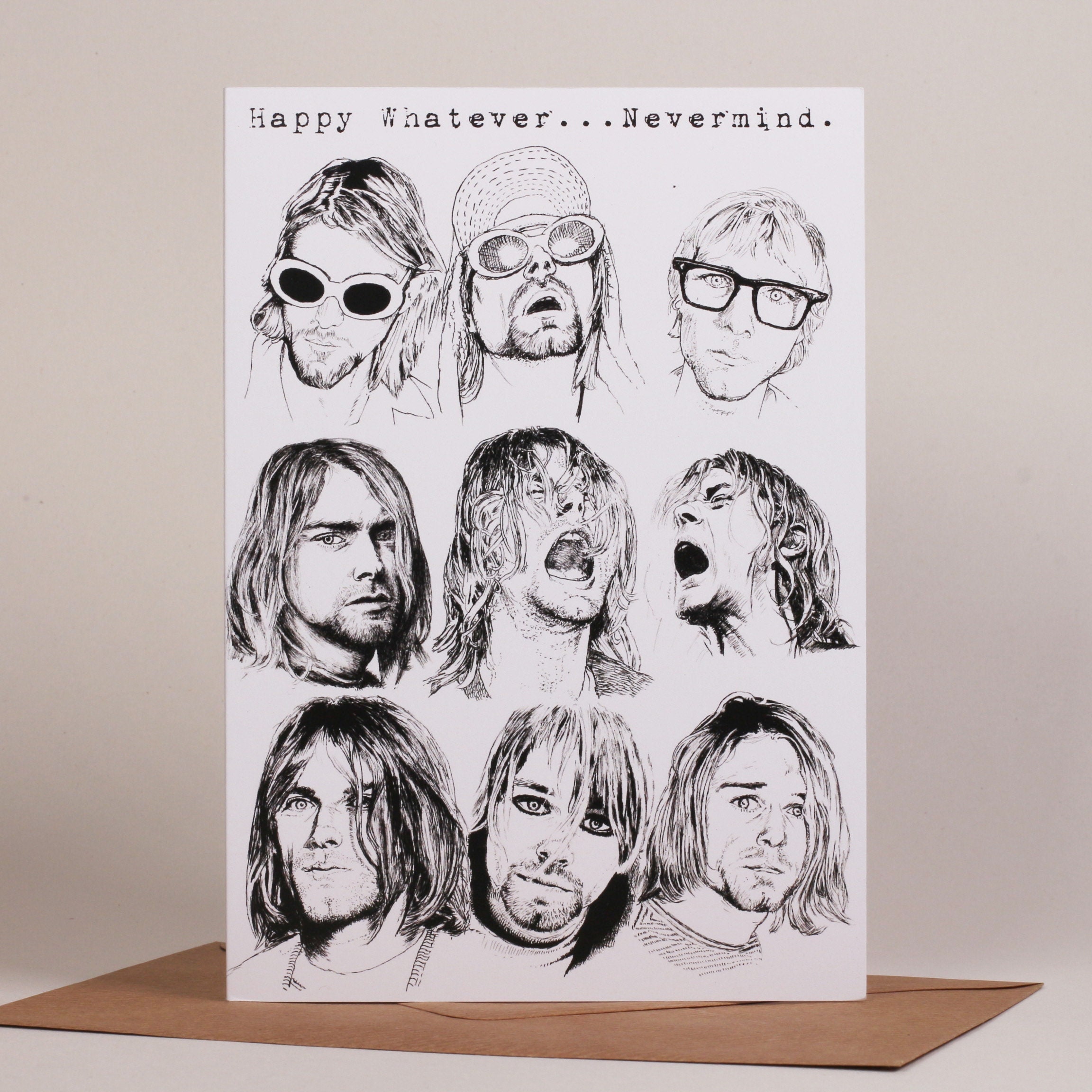 Kurt Cobain Greetings Card, Happy, Whatever, Nevermind, Grunge - Etsy