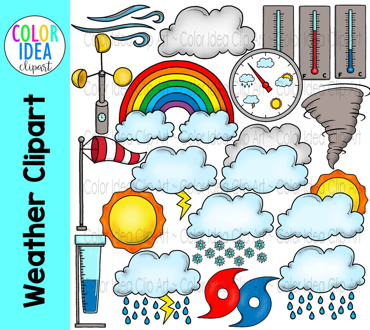 Weather Clipart, Weather, Wheather Icons, Weather - Etsy Canada