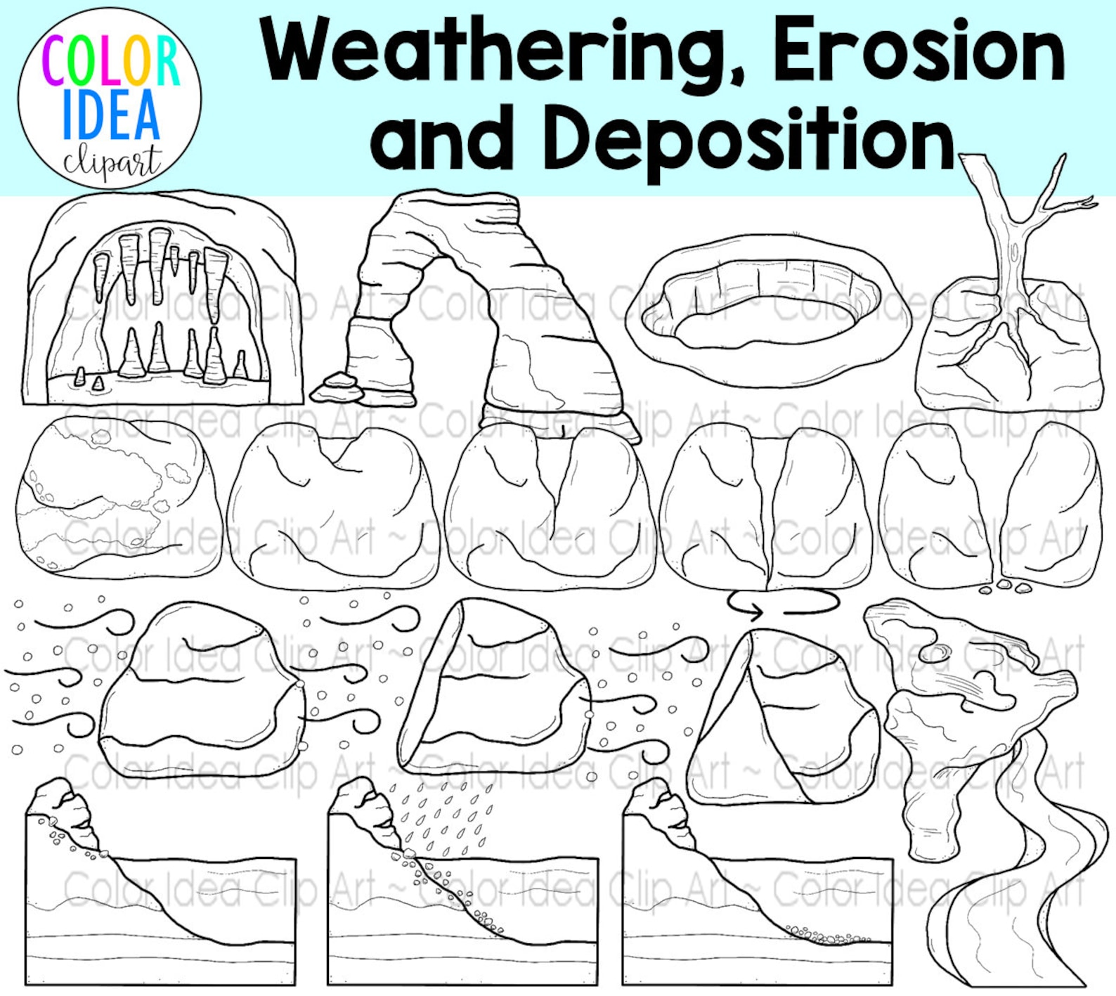 Weathering Erosion and Deposition Clipart Weathering Erosion - Etsy