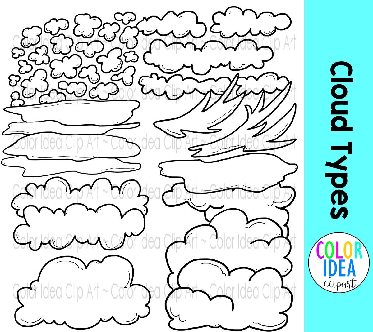 Cloud Types, Cloud Types Clipart, Science Cloud Types, Types of Clouds ...