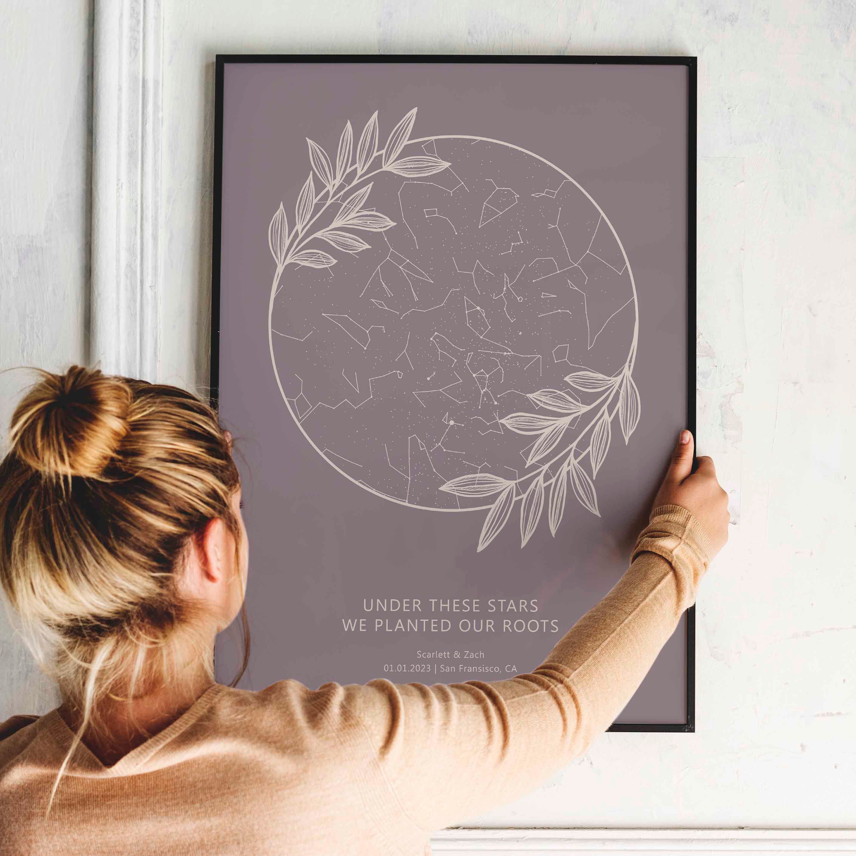 Custom Star Chart Boho Wedding Print, Personalized Star Map Farmhouse ...