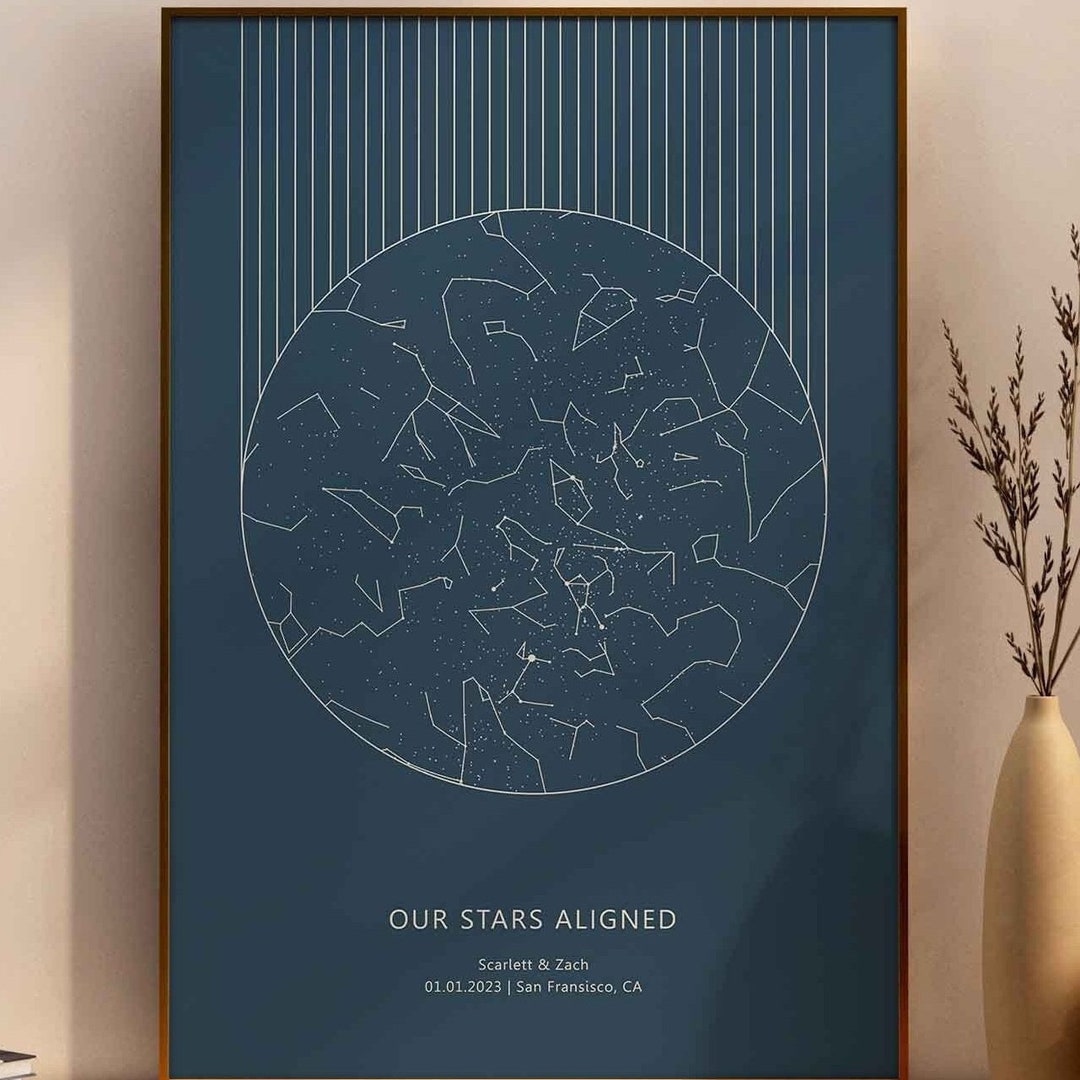 Star Map by Date Minimal Boho Wall Art Poster Custom Star Map - Etsy