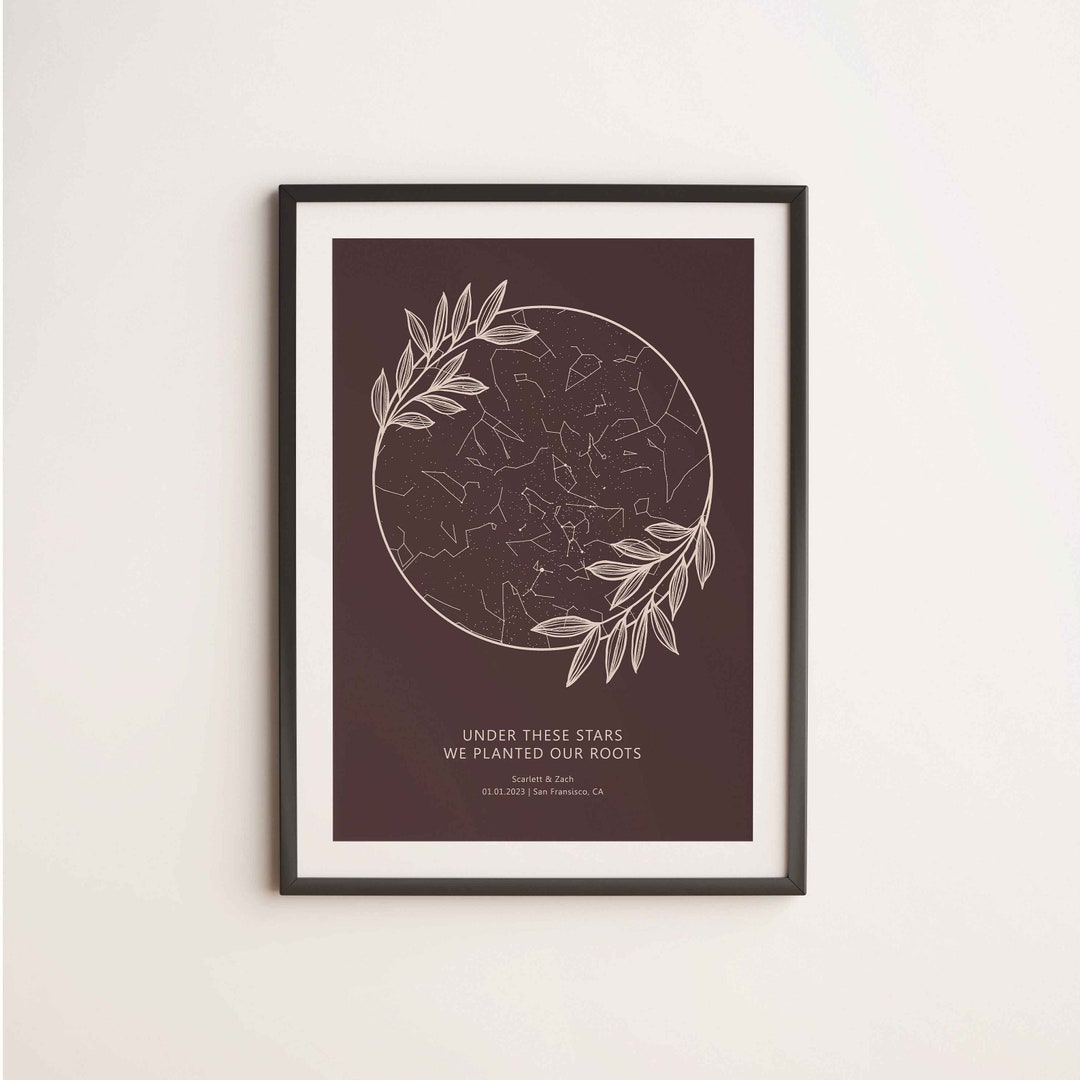 Custom Star Chart Boho Wedding Print, Personalized Star Map Farmhouse ...