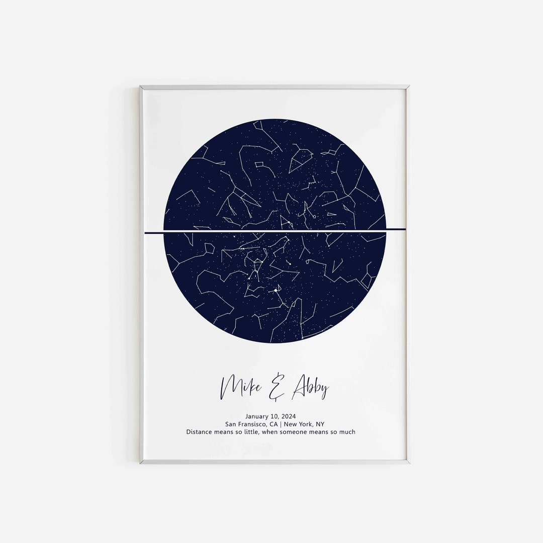 Custom Star Chart Two Location Couple Print, Personalized Constellation ...