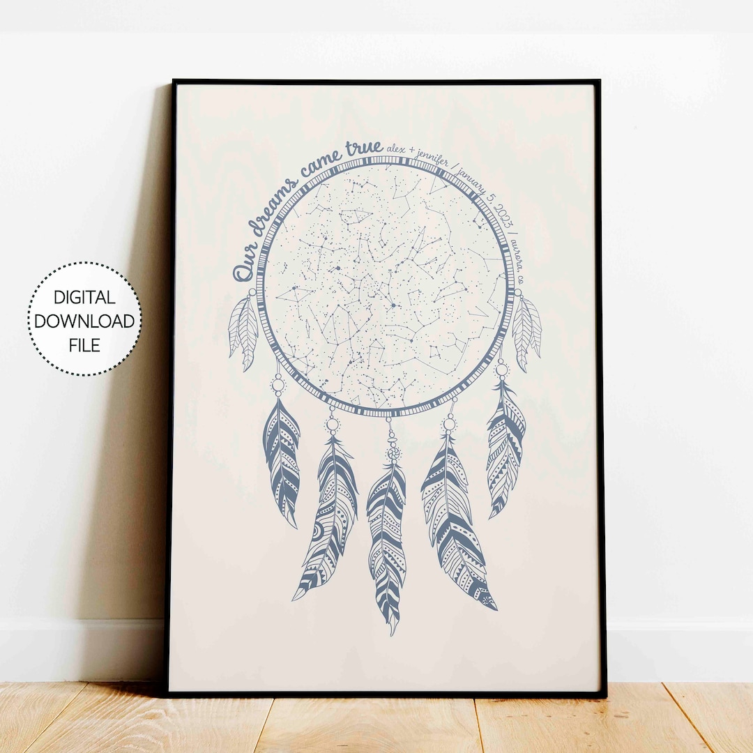 Personalized Star Map Boho Print, Custom Star Chart Engagement Poster ...
