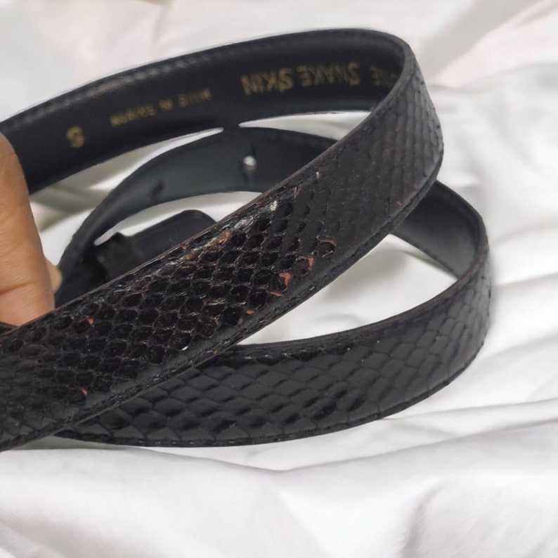 HARVE BENARD Vintage Black Snake Skin Belt - Etsy