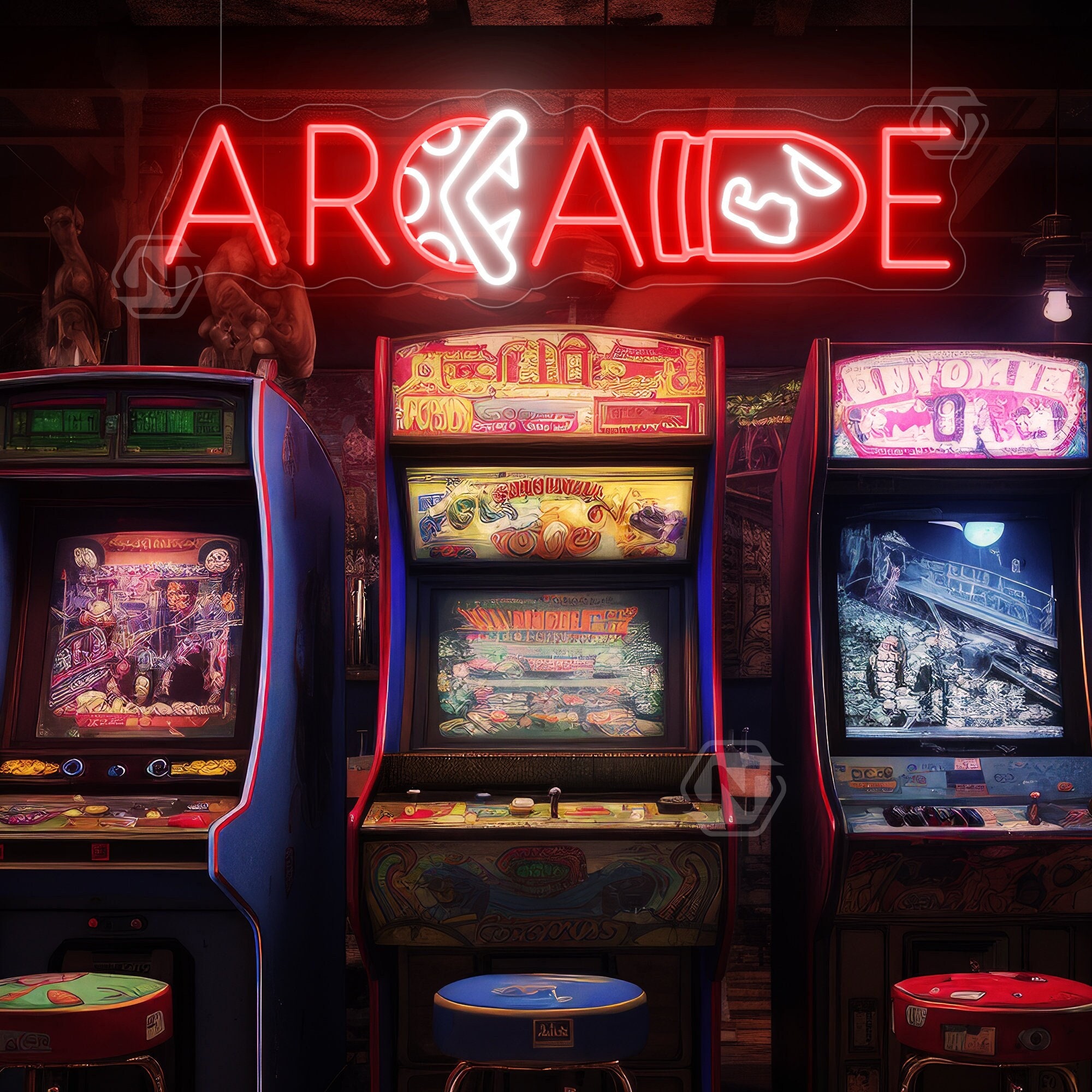 Retro Arcade LED Neon Sign: Custom Game Room Decor - Etsy
