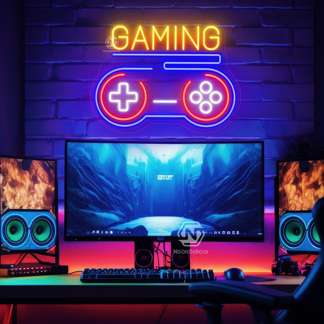 Gaming Neon Sign: Custom LED Wall Decor for Game Room - Etsy