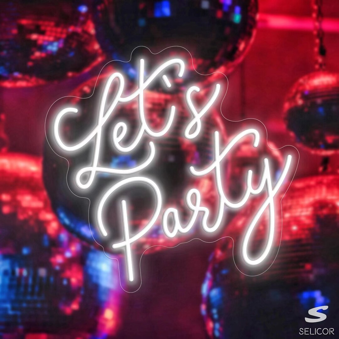 Let's Party Neon Sign Party Decor, Neon Lights Room Decor, Bar Pub Wall ...