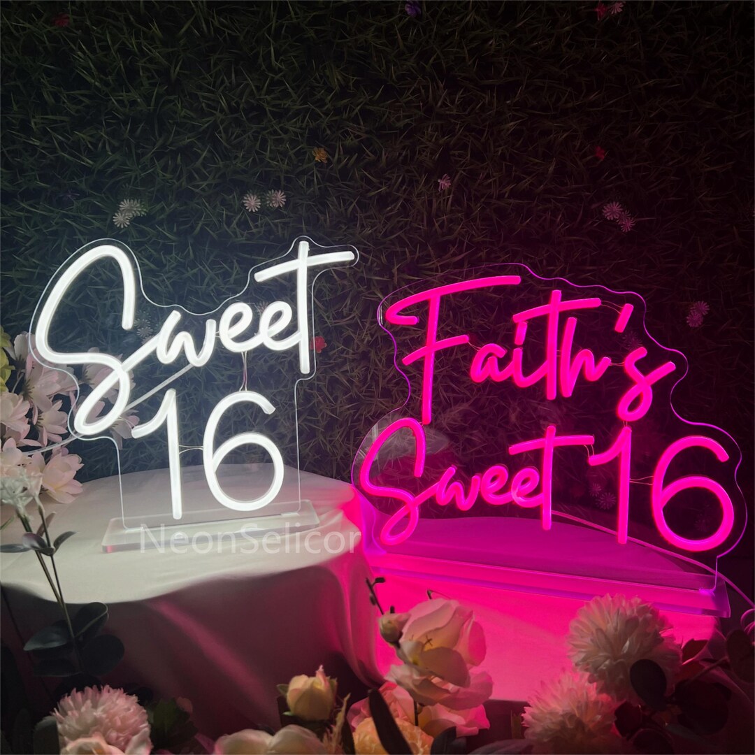 Sweet 16 Neon Sign Custom Table Decor, Birthday Neon Sign Party Decor ...