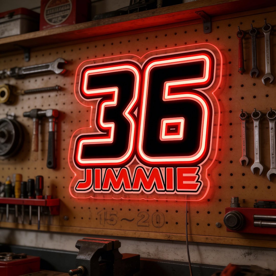 Custom Racing Number Neon Sign, NASCAR Style LED Light, Personalized ...