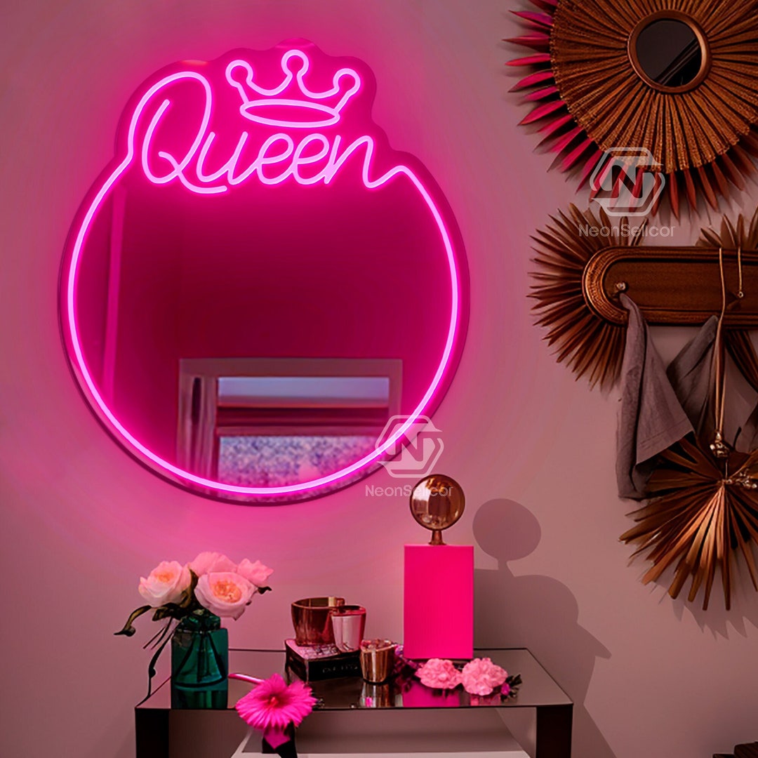 Queen Neon Sign Mirror: Custom LED Wall Decor - Etsy