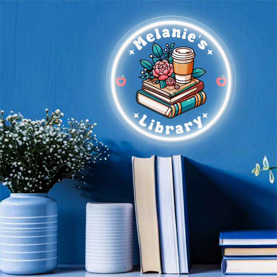 Personalized Library Sign, Custom LED Sign Library Decor, Gifts for ...