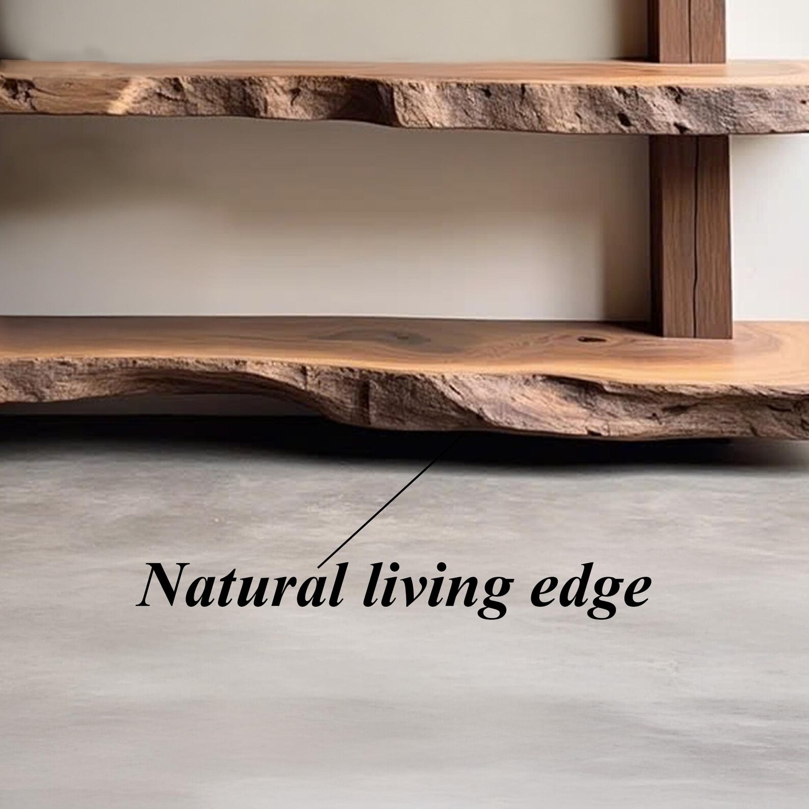 Live Edge Shelves Floor Bookcase Natural Wood Bookshelf Vintage ...