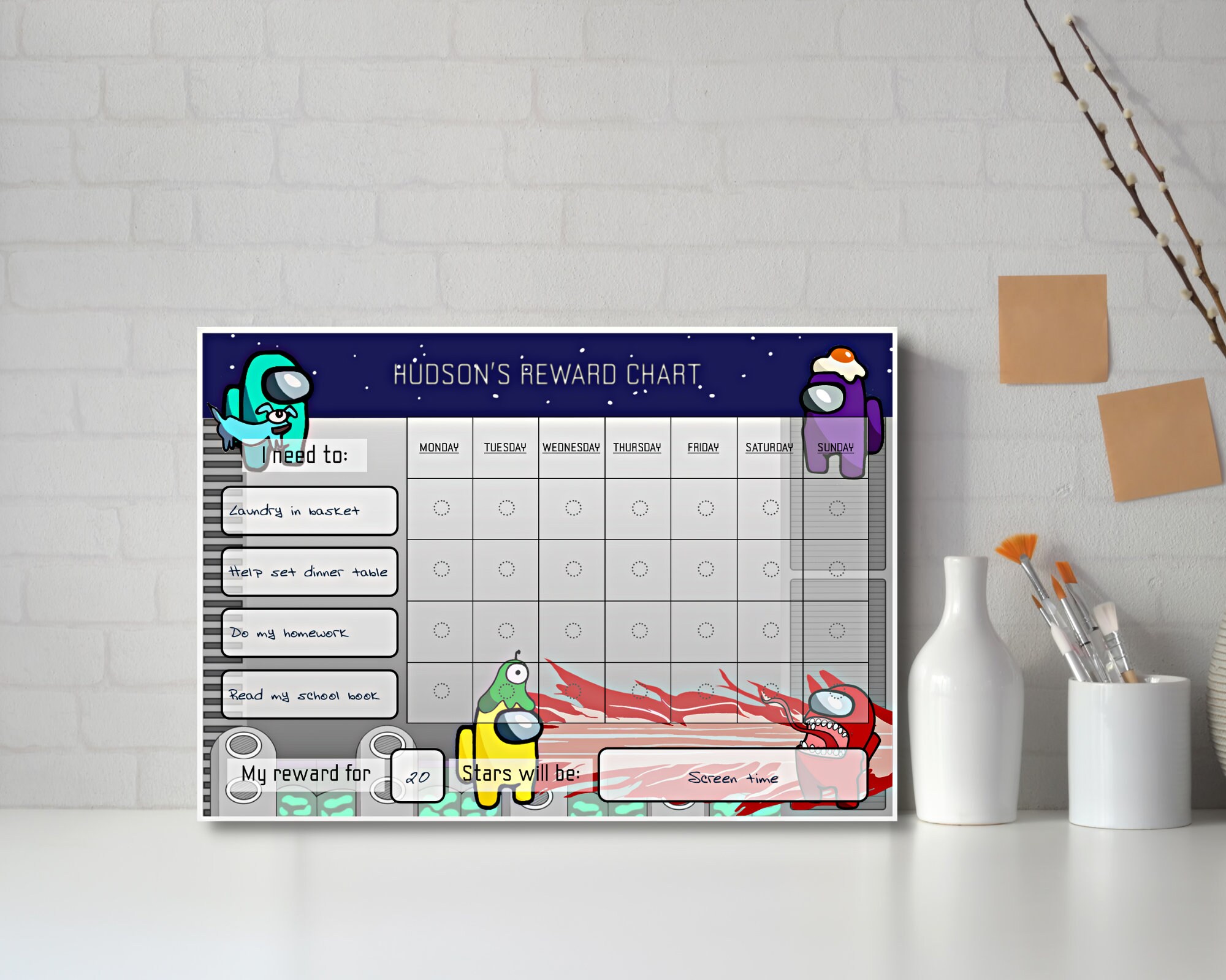 Personalised Among Us Reward Chart/stickers/among Us - Etsy UK