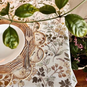 Waterproof Tablecloth With Floral and Plant Print. Cottagecore Decor ...