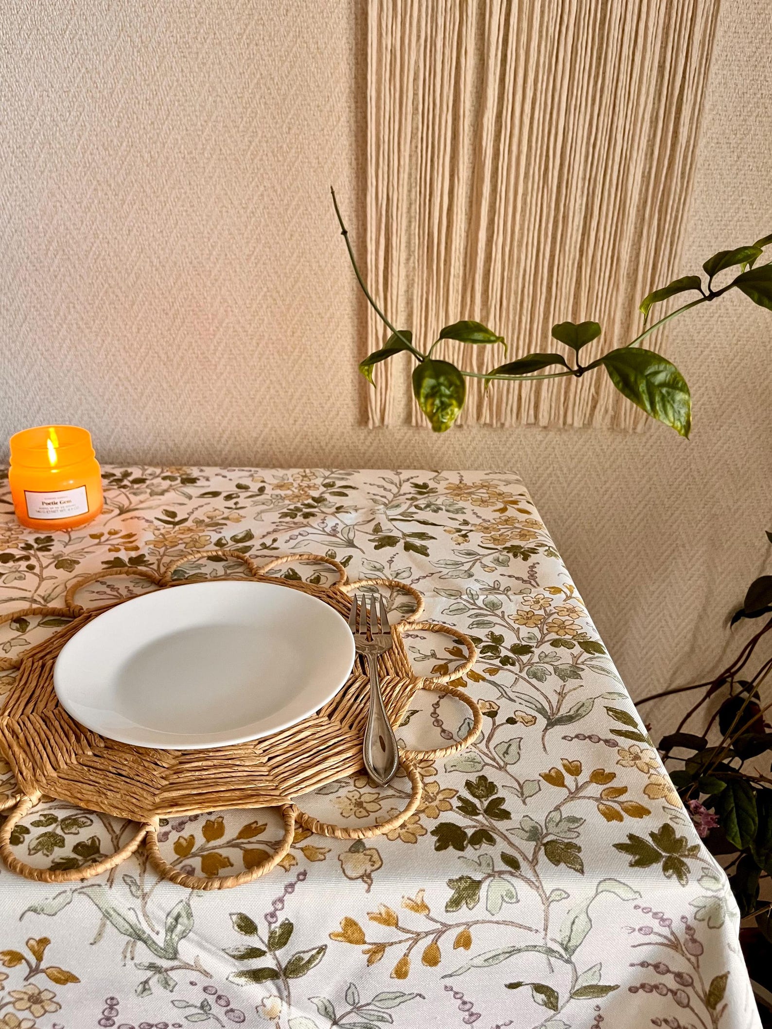 Waterproof Tablecloth With Floral and Plant Print. Cottagecore Decor ...