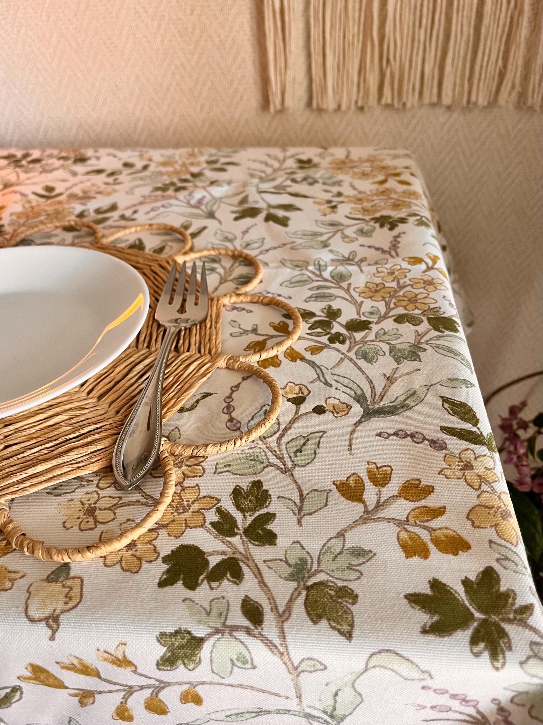 Waterproof Tablecloth With Floral and Plant Print. Cottagecore Decor ...