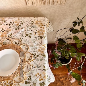 Waterproof Tablecloth With Floral and Plant Print. Cottagecore Decor ...