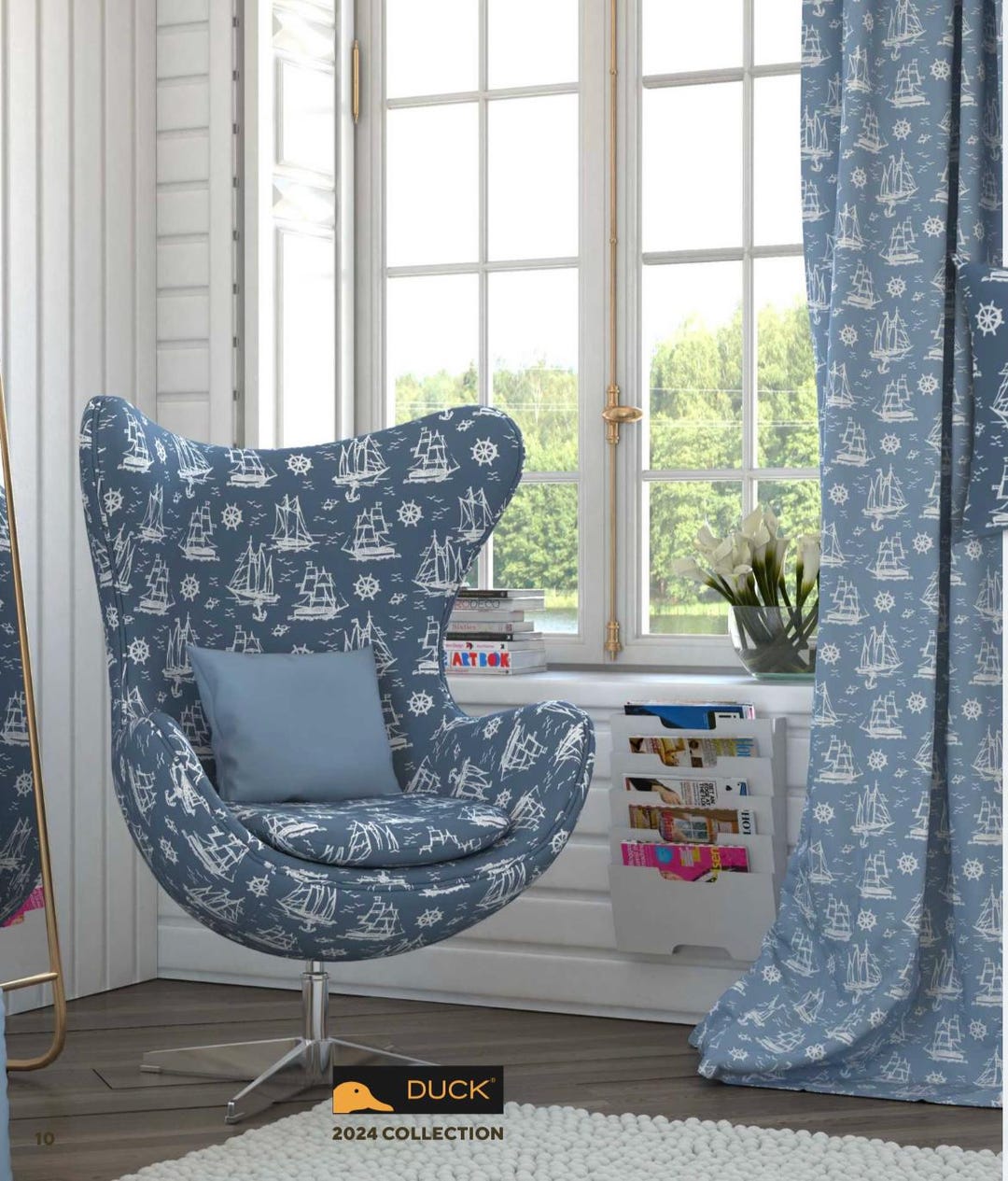 Fabric With Ocean by the Yard. Furniture Decal. Waterproof. Fabric for ...