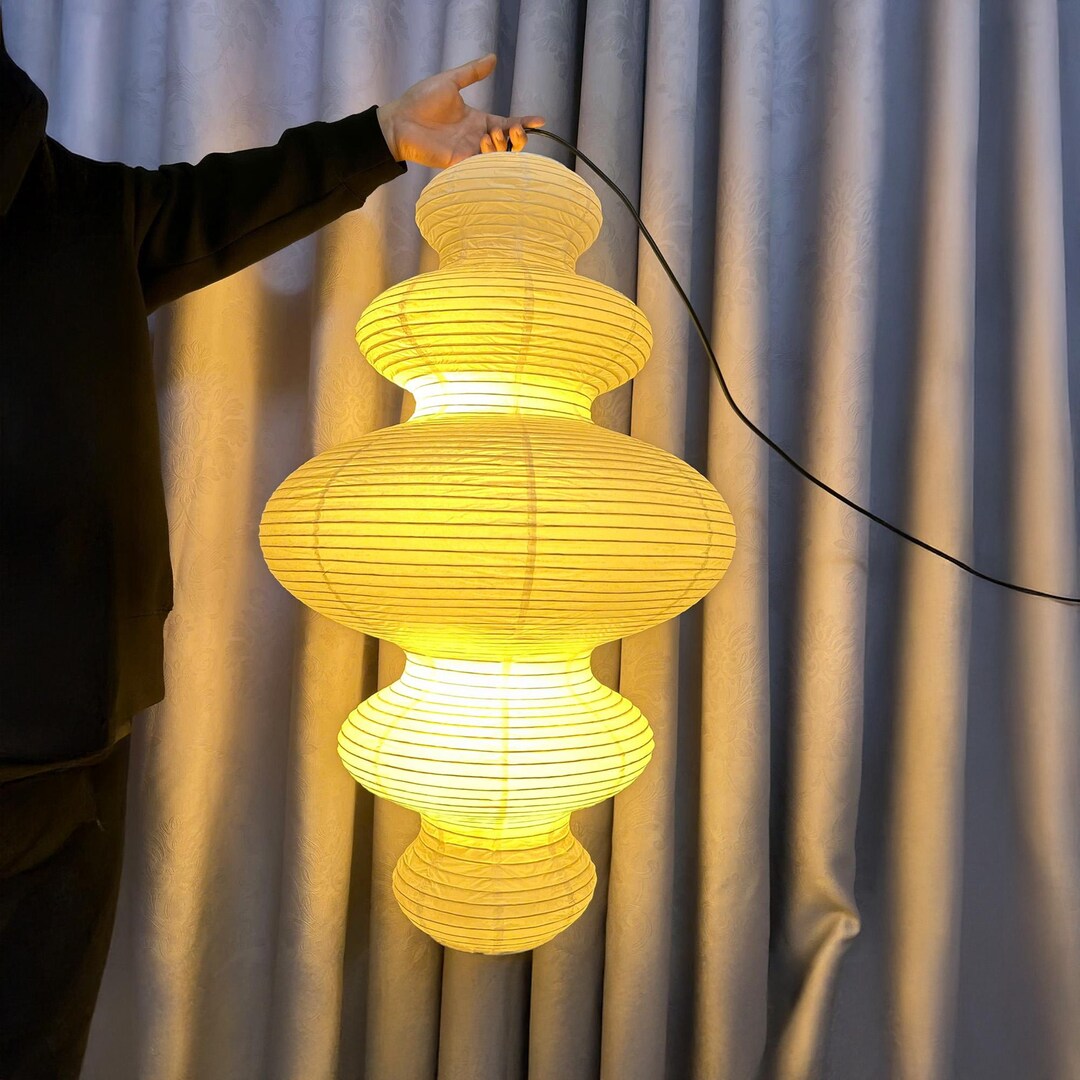 Rice Paper Pendant Light Hanging Lamp Shade With Cord Handmade Lighting ...