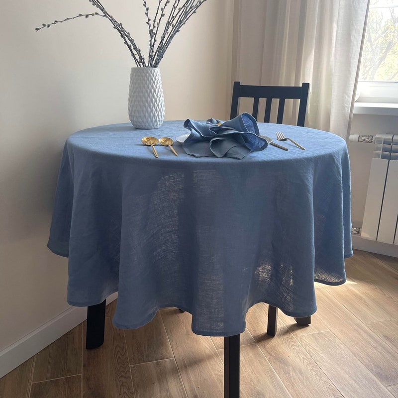 Round Linen Tablecloth - Etsy