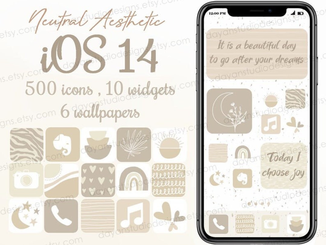 Neutral App Icons, Ios 17 Icons Aesthetic, Boho Ios 14 App Covers ...