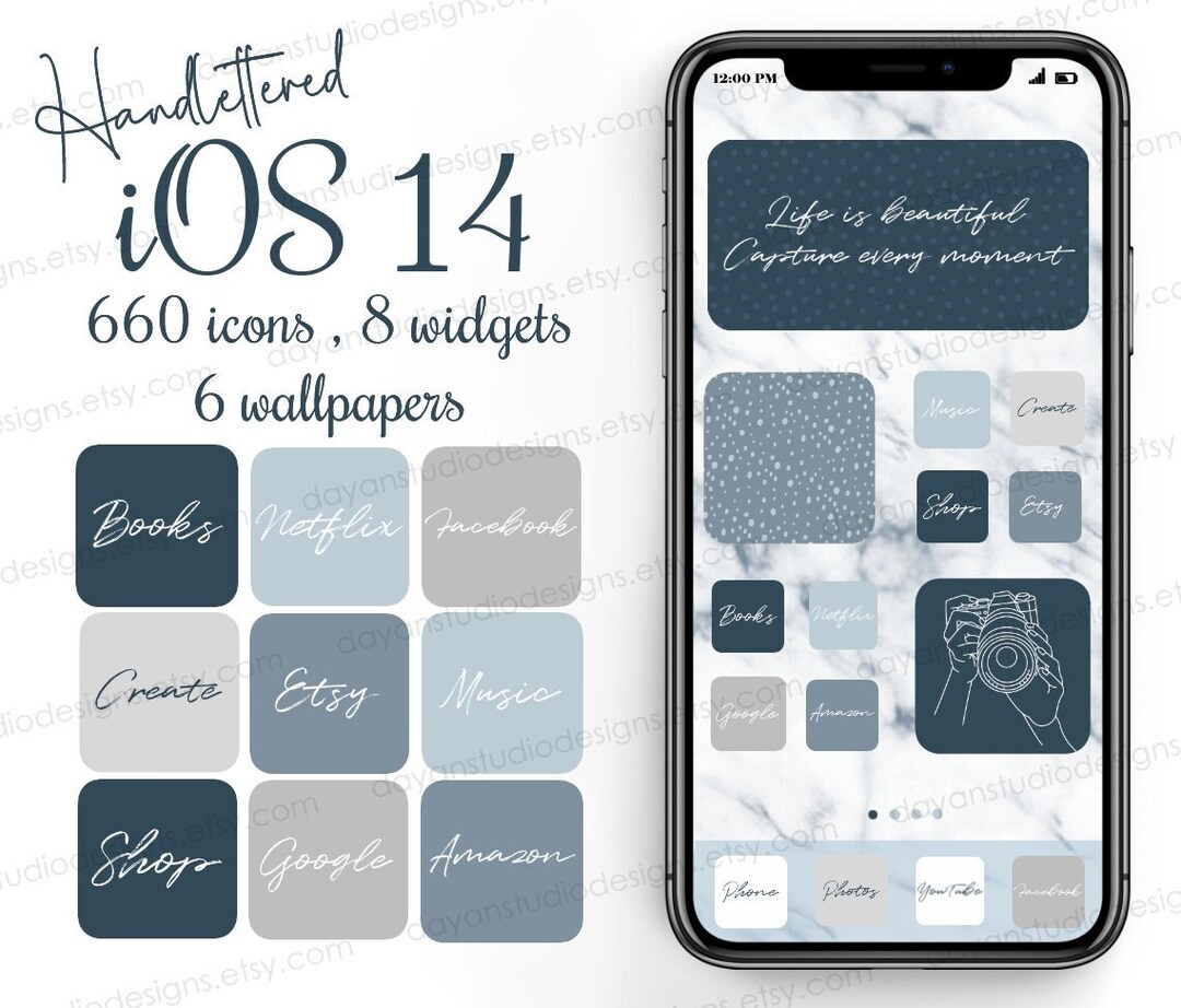 Blue Ios App Icon Pack, iPhone IOS 18 Home Screen, Aesthetic Pastel ...