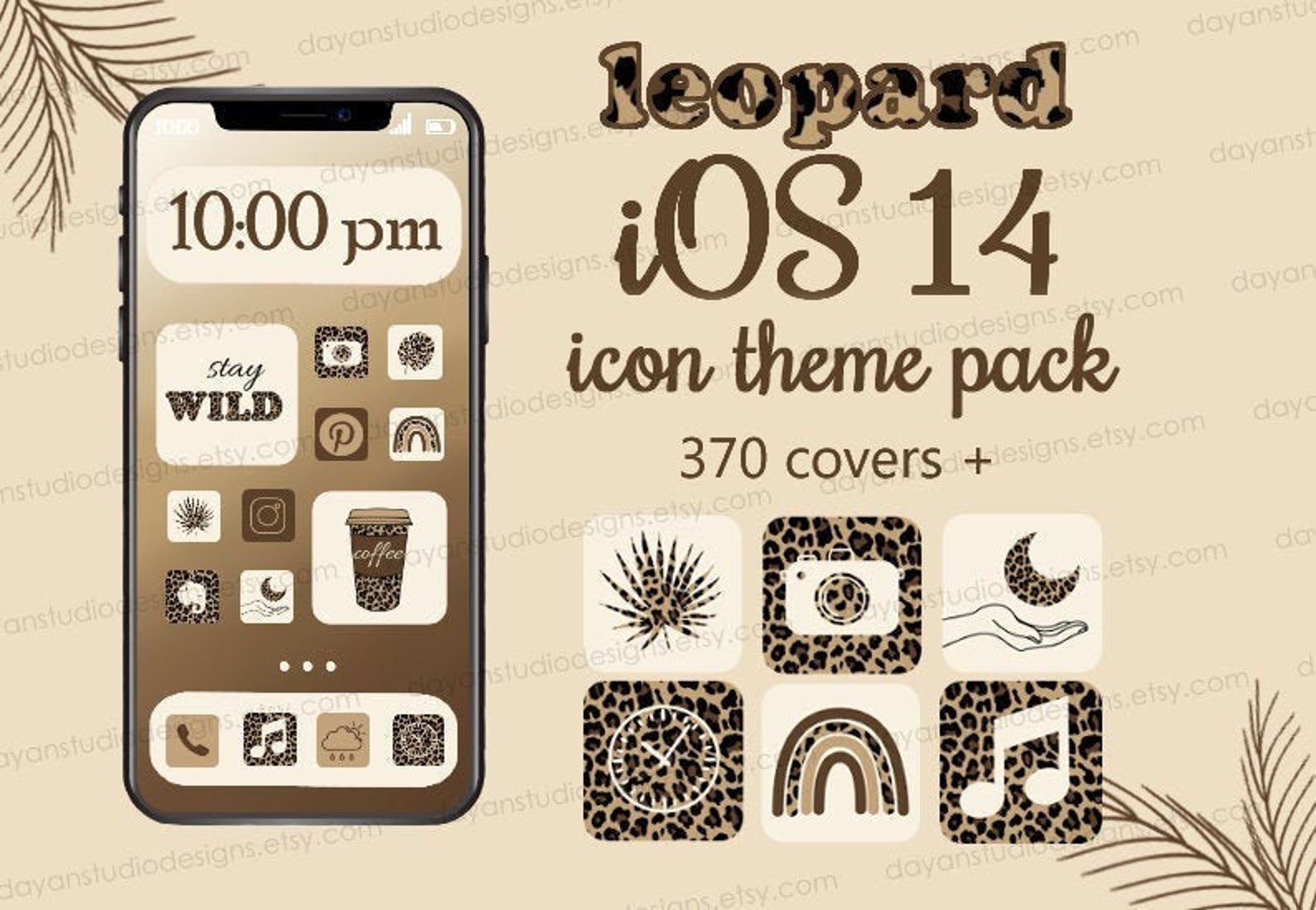 Leopard Boho Icon Theme Pack IOS 14 App Covers Widgets & - Etsy