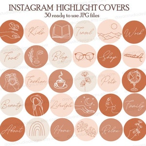 Boho Instagram Highlight Covers, Minimalist Line Art Instagram Icons ...