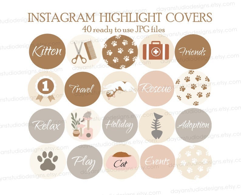Cat Instagram Highlight Covers Pet Highlights Woman & Cat - Etsy