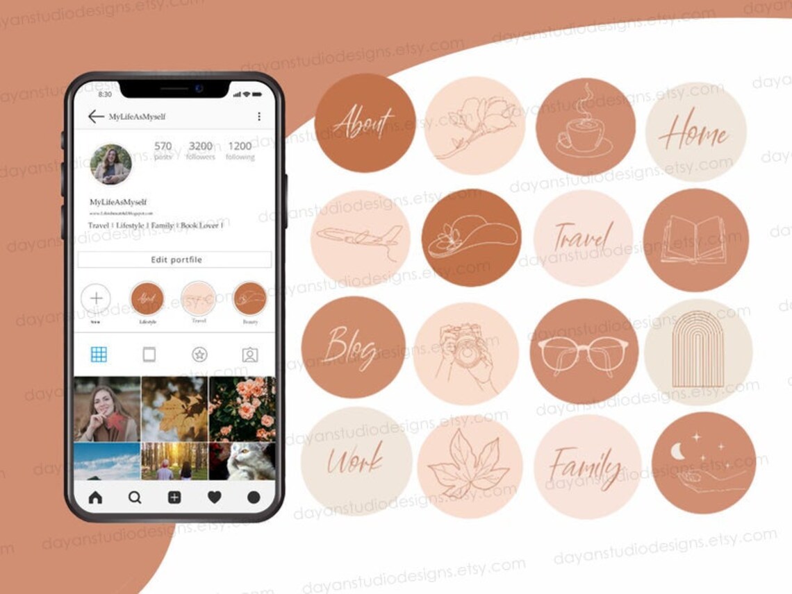 Minimalist Instagram Highlight Covers Line Art Highlight - Etsy