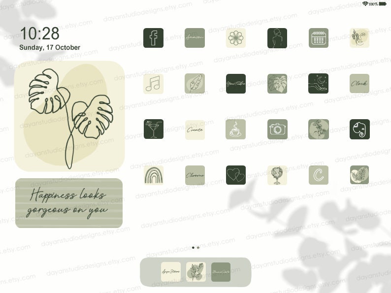 Boho Green Ipad Desktop Icons Green Ipad App Icons Boho Ios | Etsy
