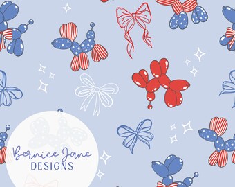 Patriotic Balloon Dogs, 4th of July, 4OJ, Girly Bow Balloon Dogs, Blue ...