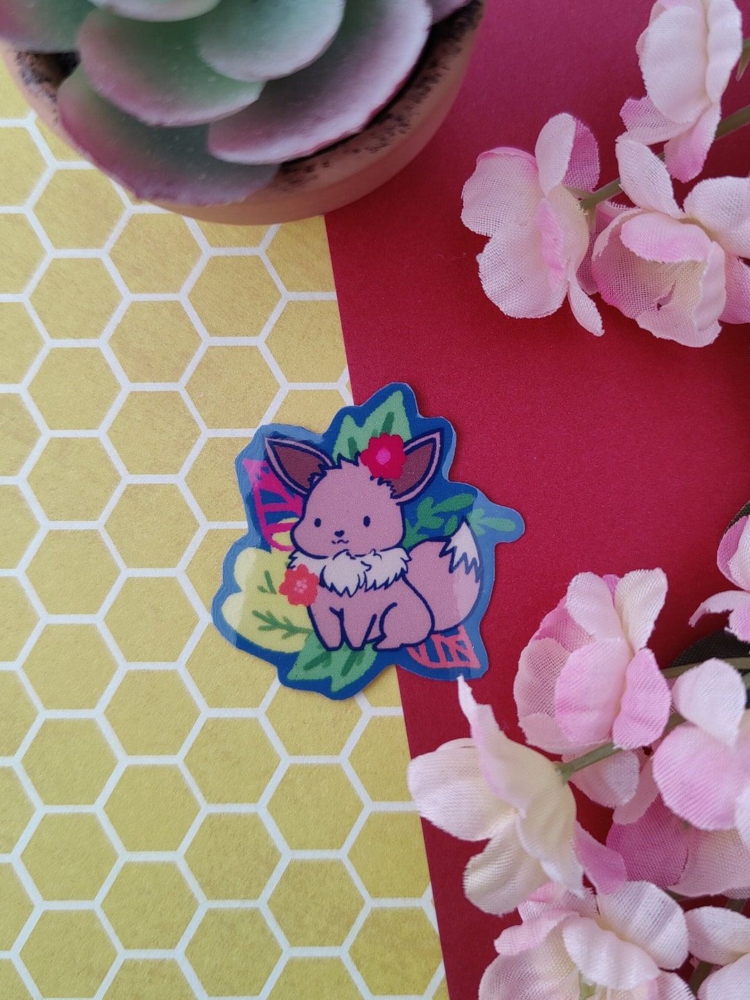 Poke Gen 1 Starter Garden Sticker - Eve - Glossy Sticker - 1.5 Inches ...