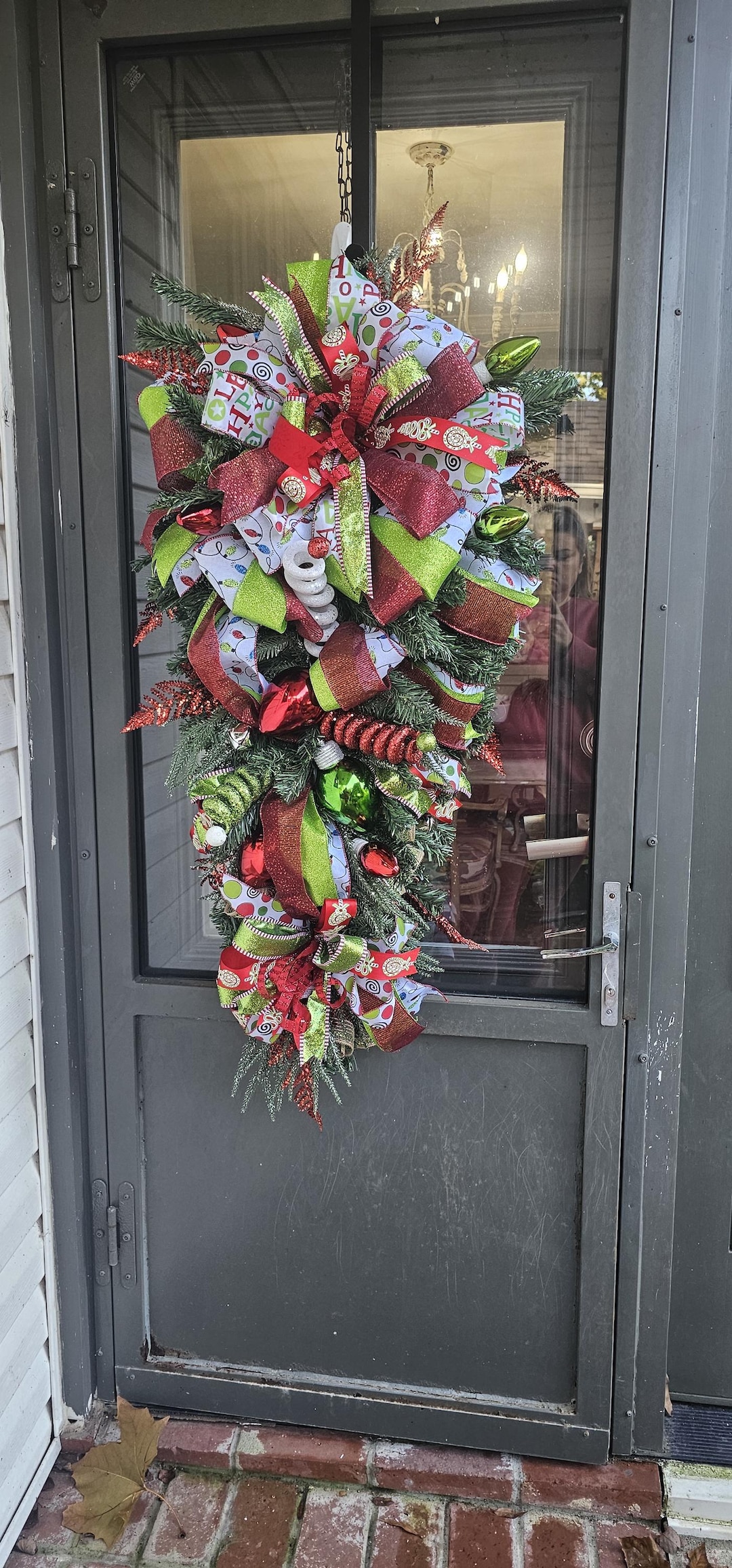 Red, Lime Green and White Whimsical Christmas Swag - Etsy
