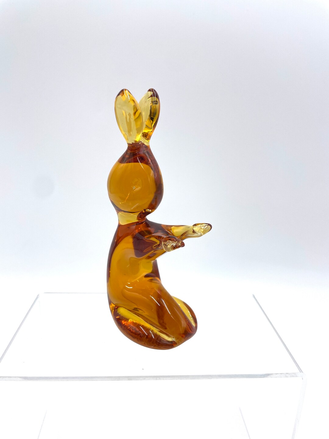 Vintage Rainbow Art Glass Handblown Amber Standing Rabbit Glass ...