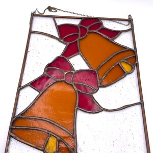 Vintage Leaded Christmas Bells Window Hanging Stained Glass Decorative ...
