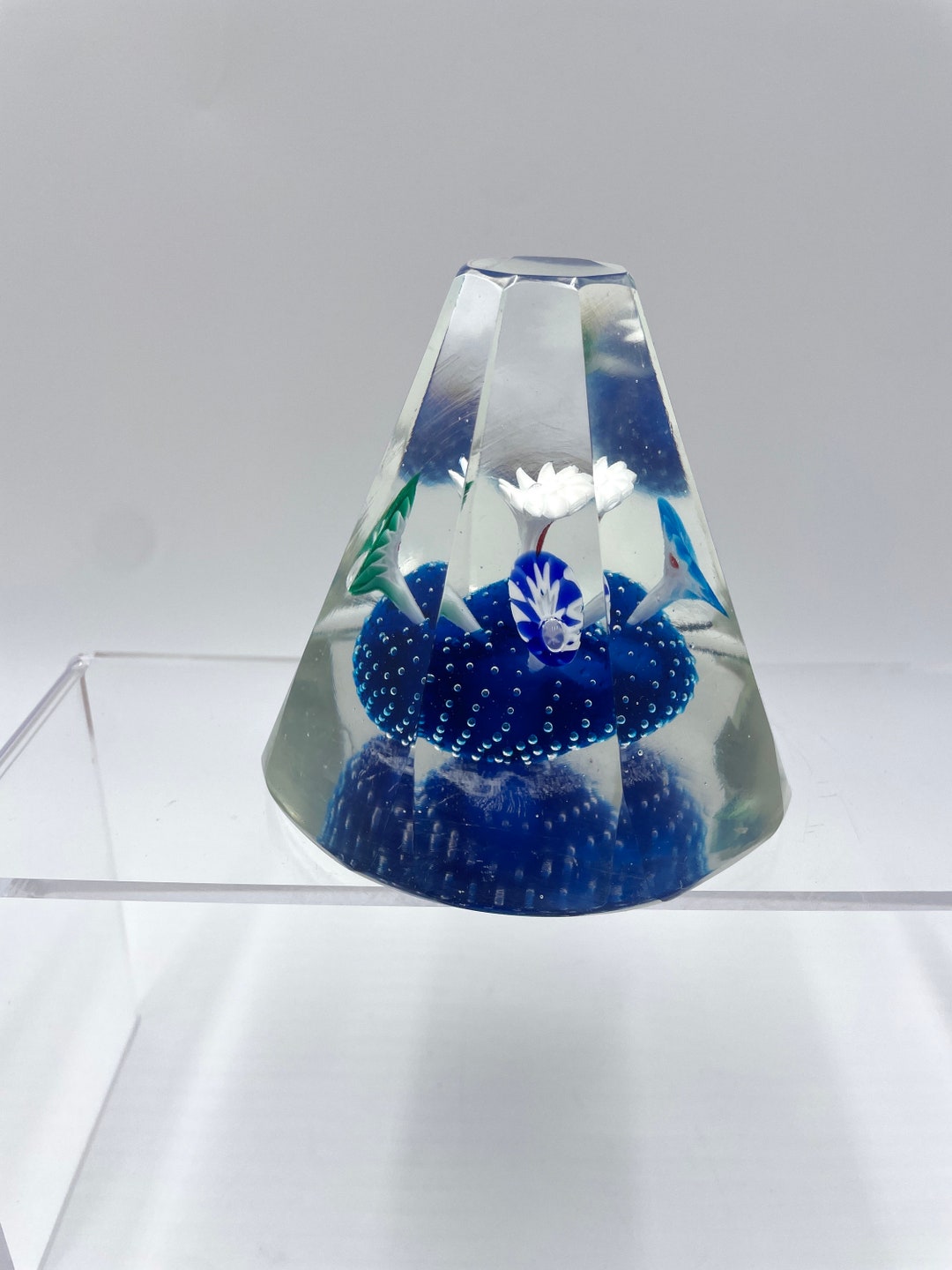 Vintage Handblown Faceted Pyramid Murano Trumpet Multicolored Flowers ...