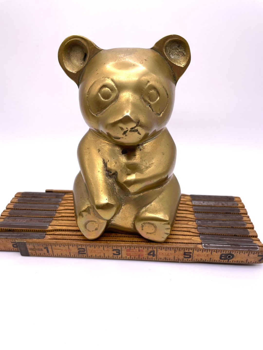 Vintage Brass Panda Bear Statue - Etsy