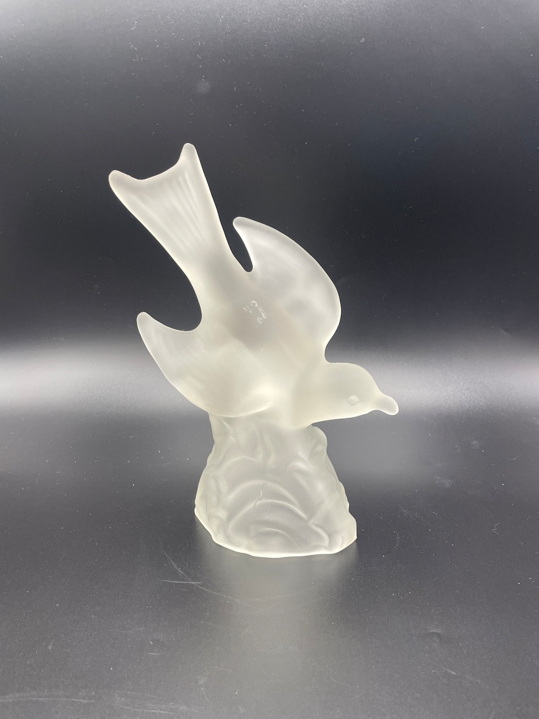 Vintage Le Smith Art Glass Frosted/satin Clear Glass Bird in Flight ...