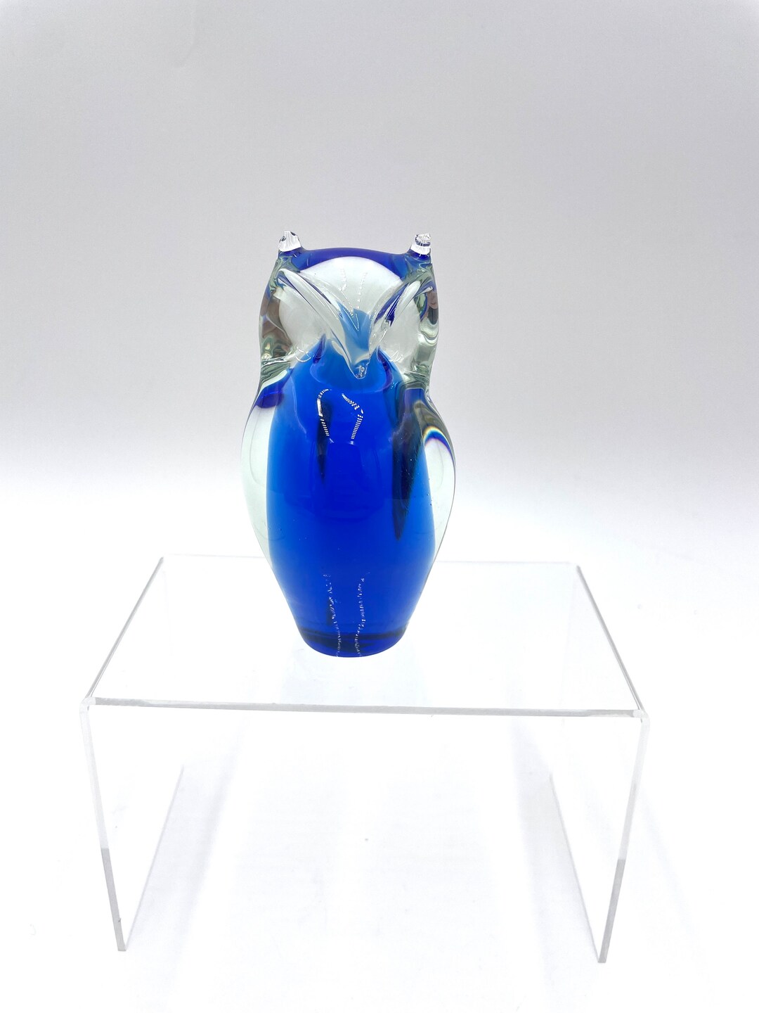 Vintage 1960s-1970s Pilgrim Glass Blue Cased Two Tone Standing Owl ...