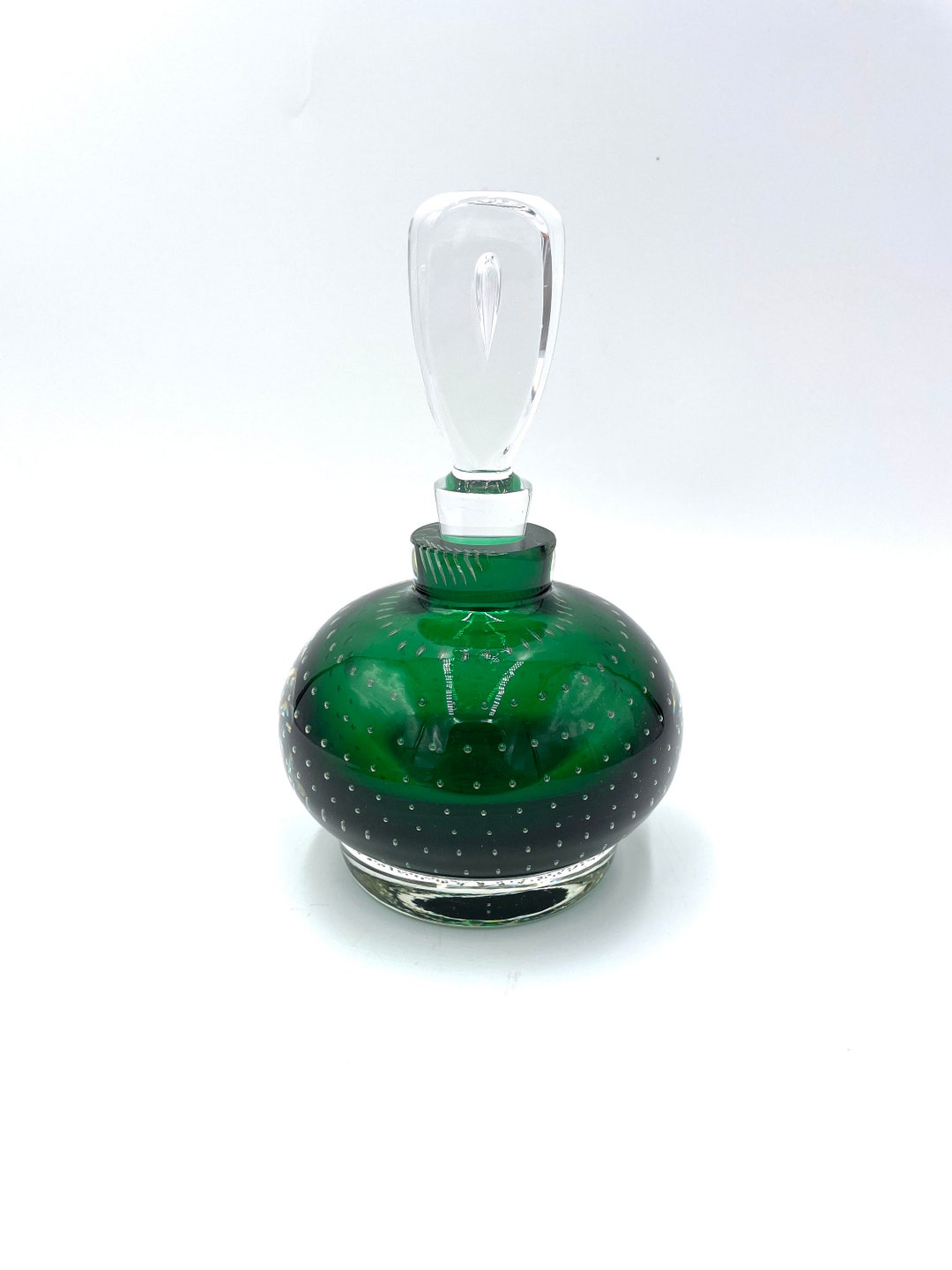 Vintage 1950s Erickson Glass Emerald Green Controlled Bubble Perfume ...