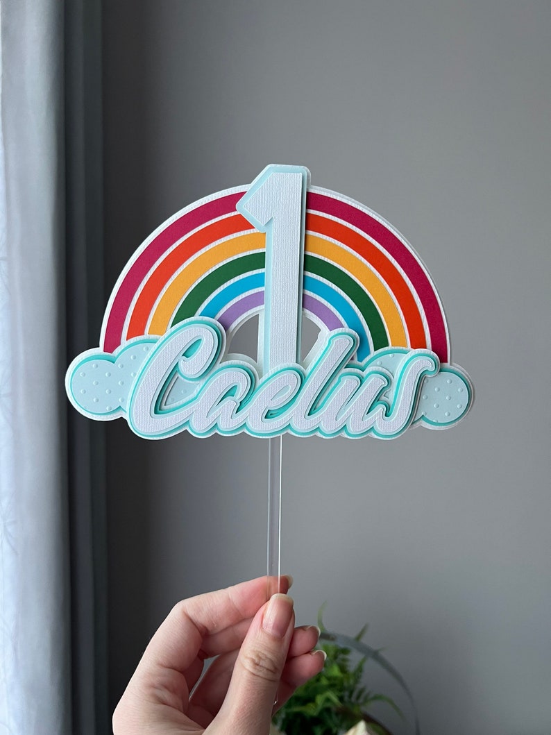Rainbow Cake Topper Rainbow Birthday Cake Topper Custom - Etsy