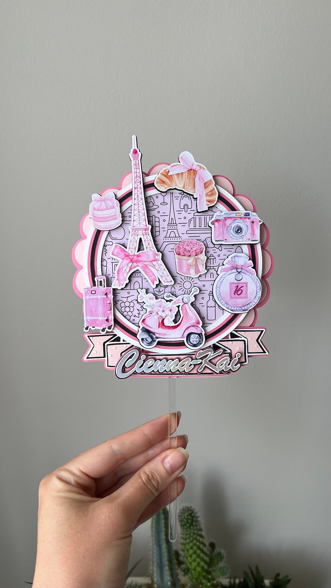 Pink Paris Cake Topper, Paris Themed Cake Topper, Paris Birthday ...